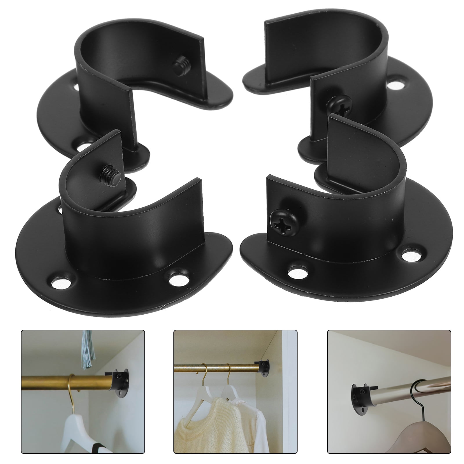 FRCOLOR 4pcs Wardrobe Rod Brackets Closet Pole Socket End Caps ...