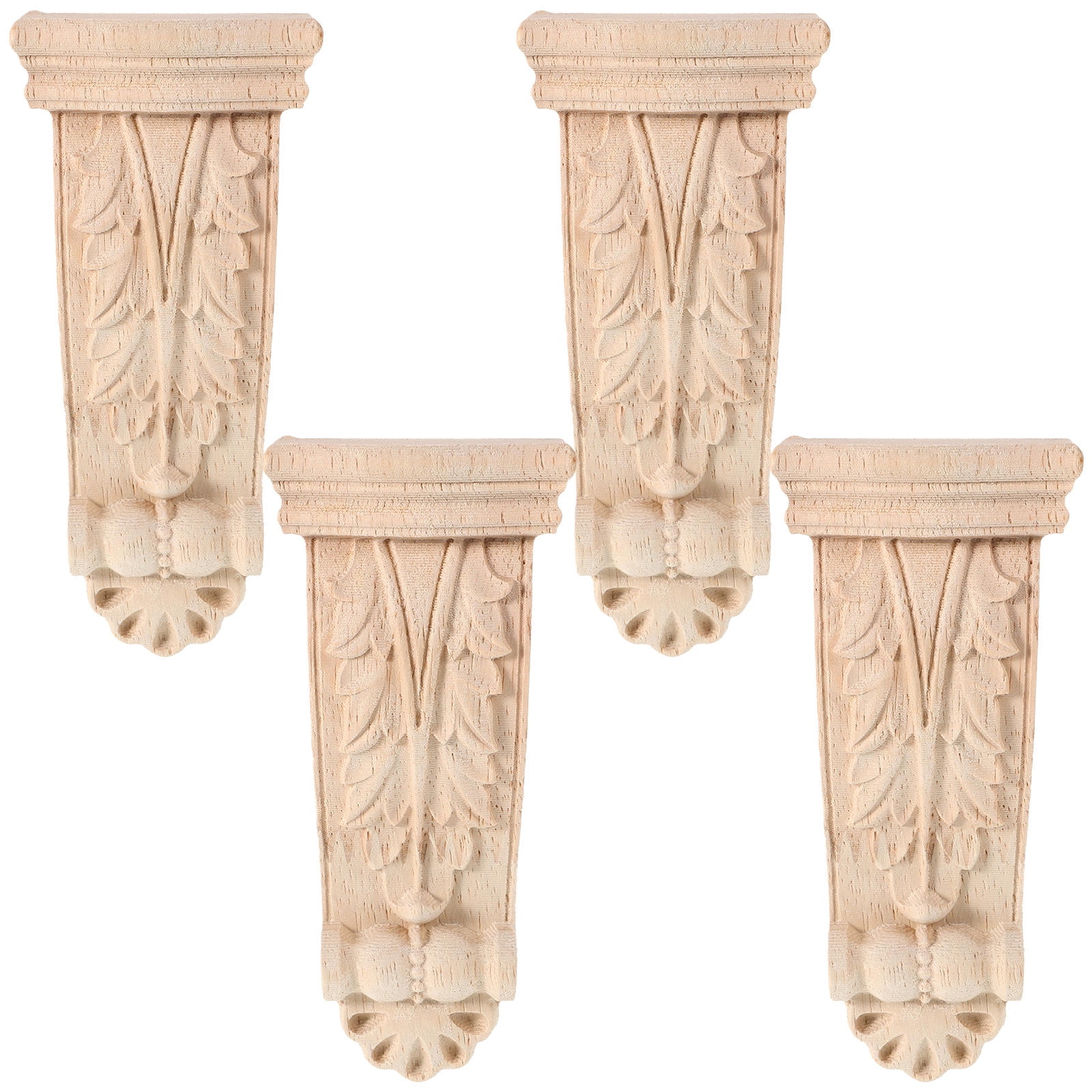 FRCOLOR 4pcs Wood Carved Appliques Corbels Onlays Unpainted Roman ...