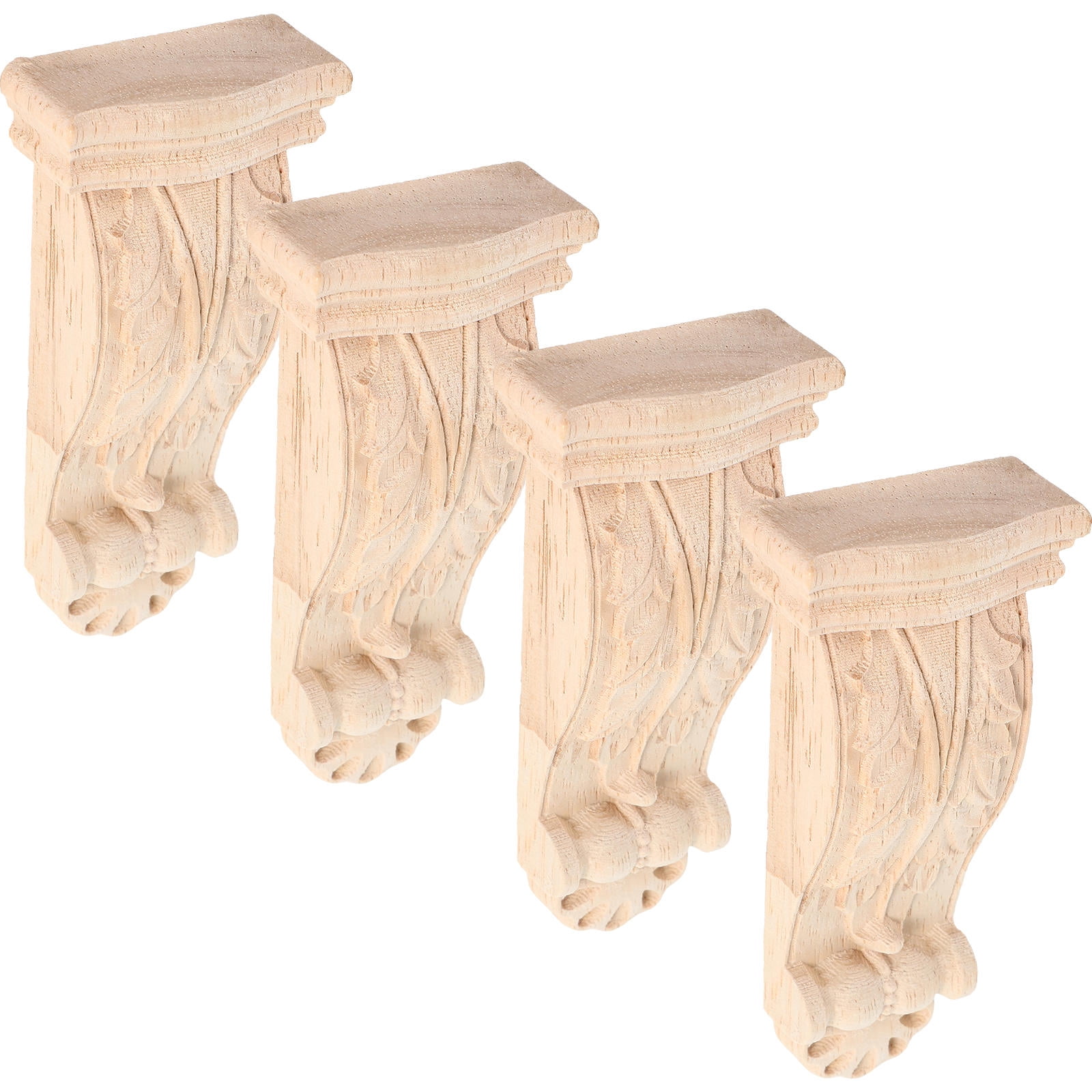 FRCOLOR 4pcs Wood Carved Appliques Corbels Onlays Unpainted Roman ...