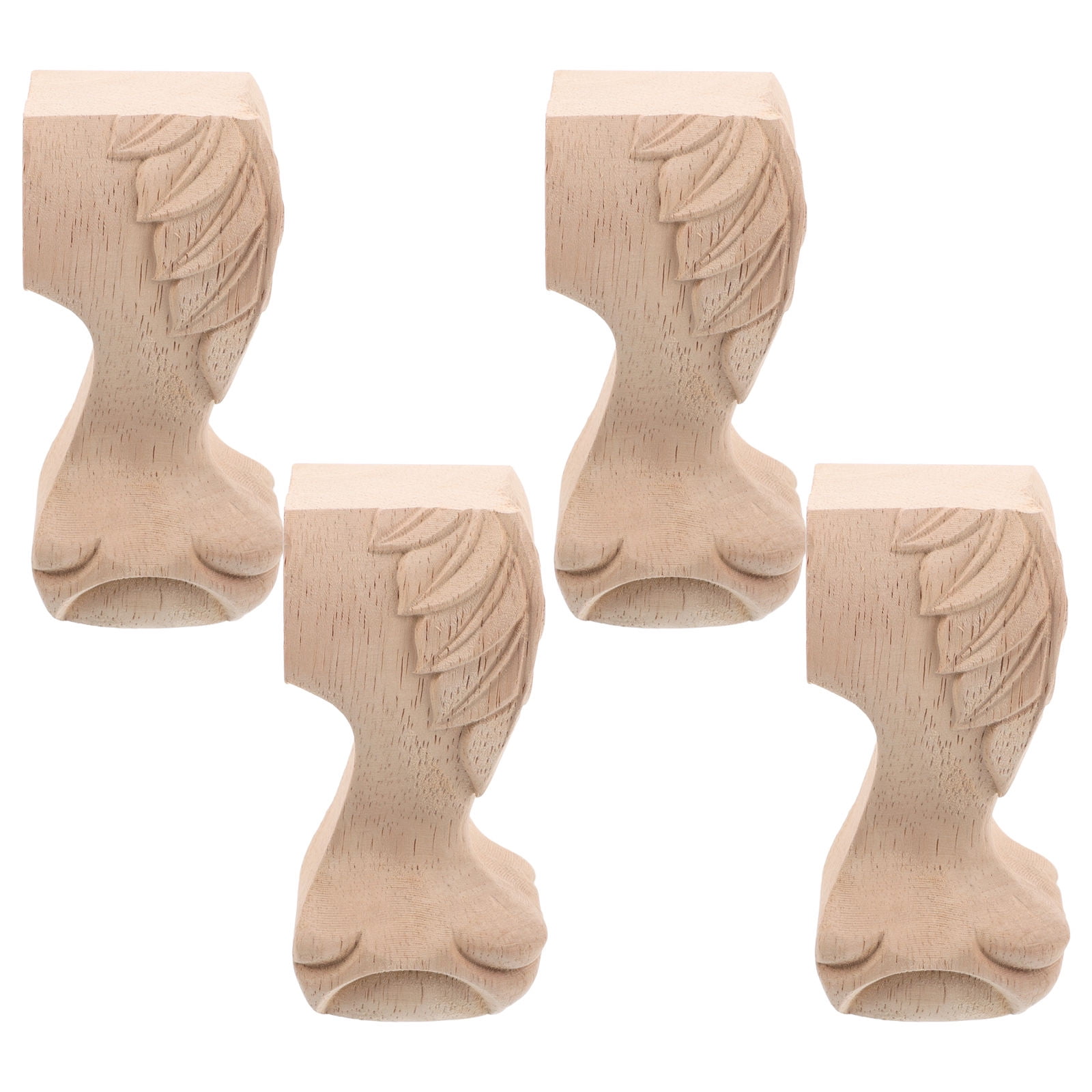 FRCOLOR 4pcs Wooden Furniture Feet Unfinished Carved Sofa Legs Cabinet ...