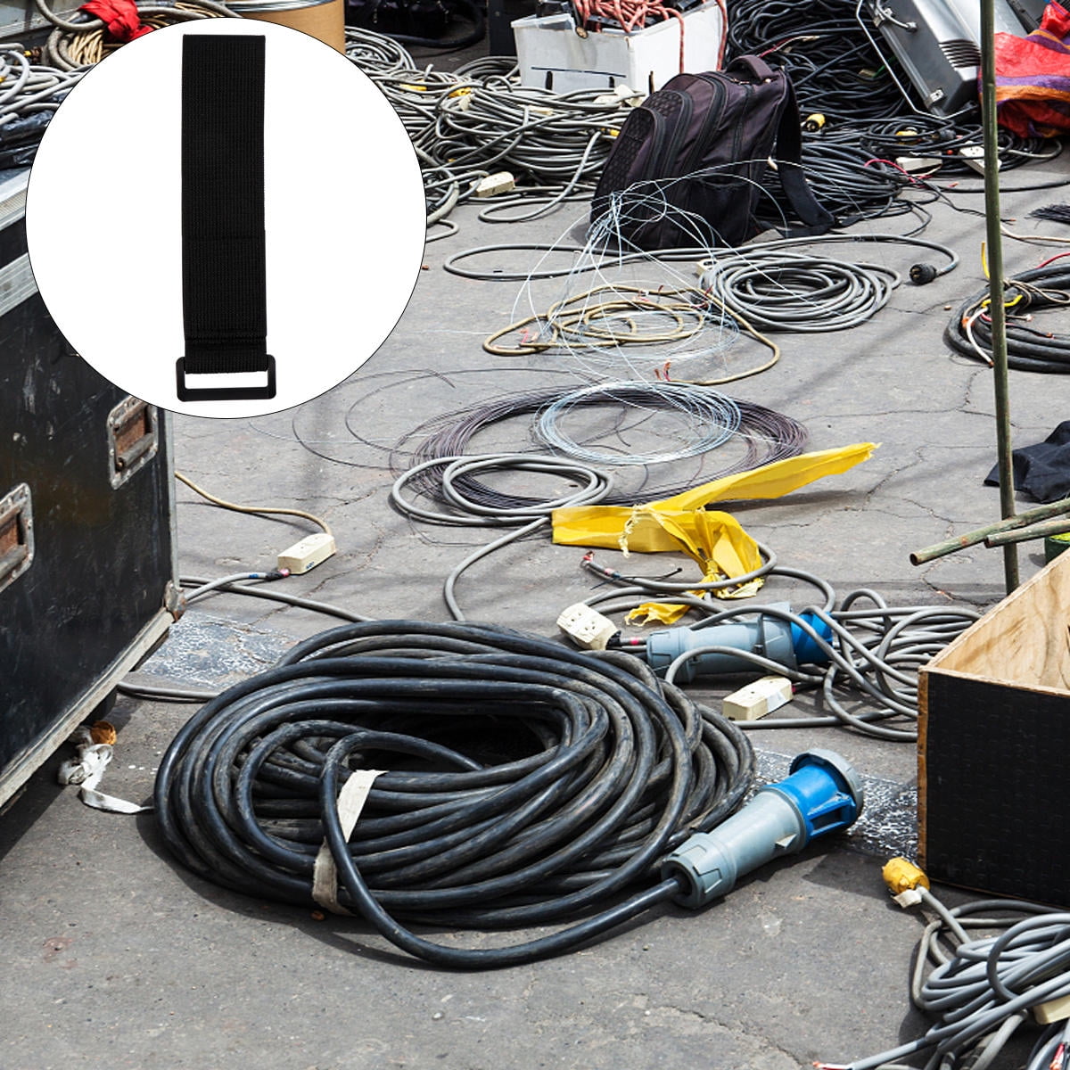 FRCOLOR 5 Pack Black Nylon Hook and Loop Strap Fastening Straps for ...