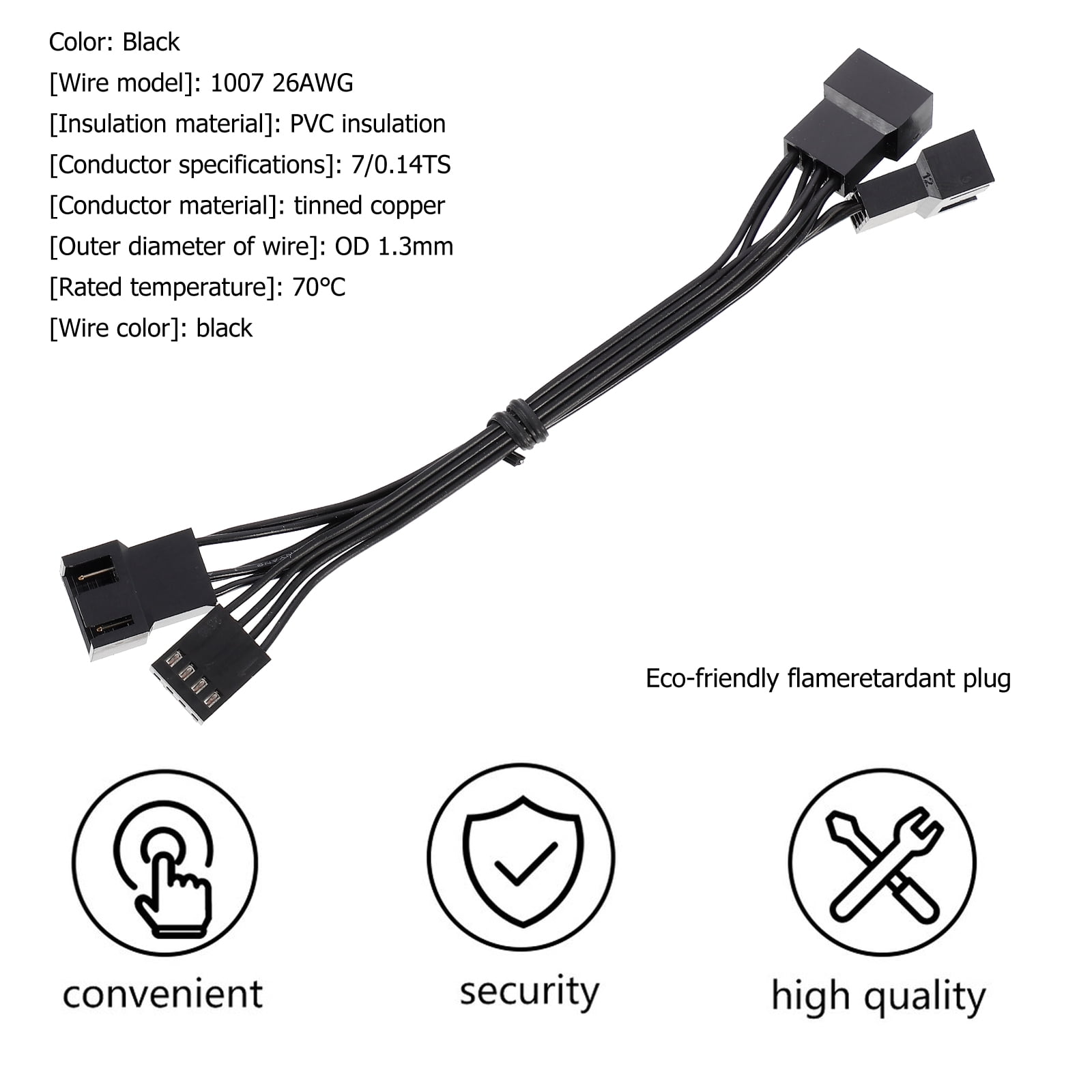 FRCOLOR 5 Pcs CPU转接线 Fan Cable Extension Computer Fan Power 14.5X1 ...