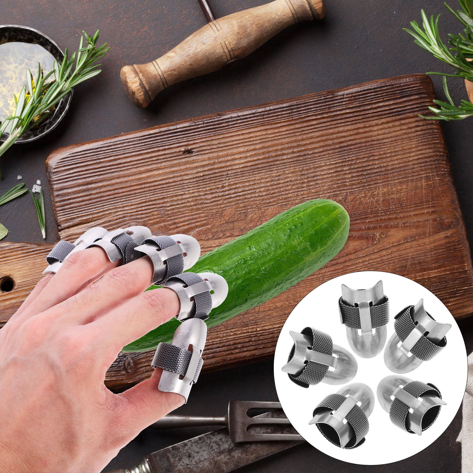 KAKOWELY Chef Finger Guard Stainless Steel Silver 5Pcs - Walmart.com