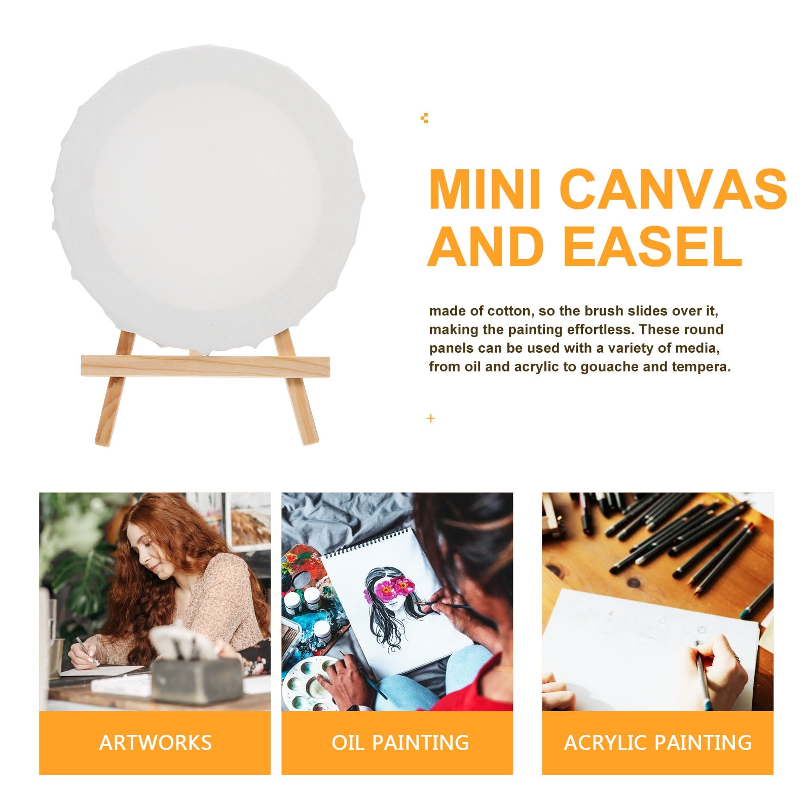 FRCOLOR 5 Sets Mini Canvas and Easel DIY Mini Easel for Desktop Picture ...