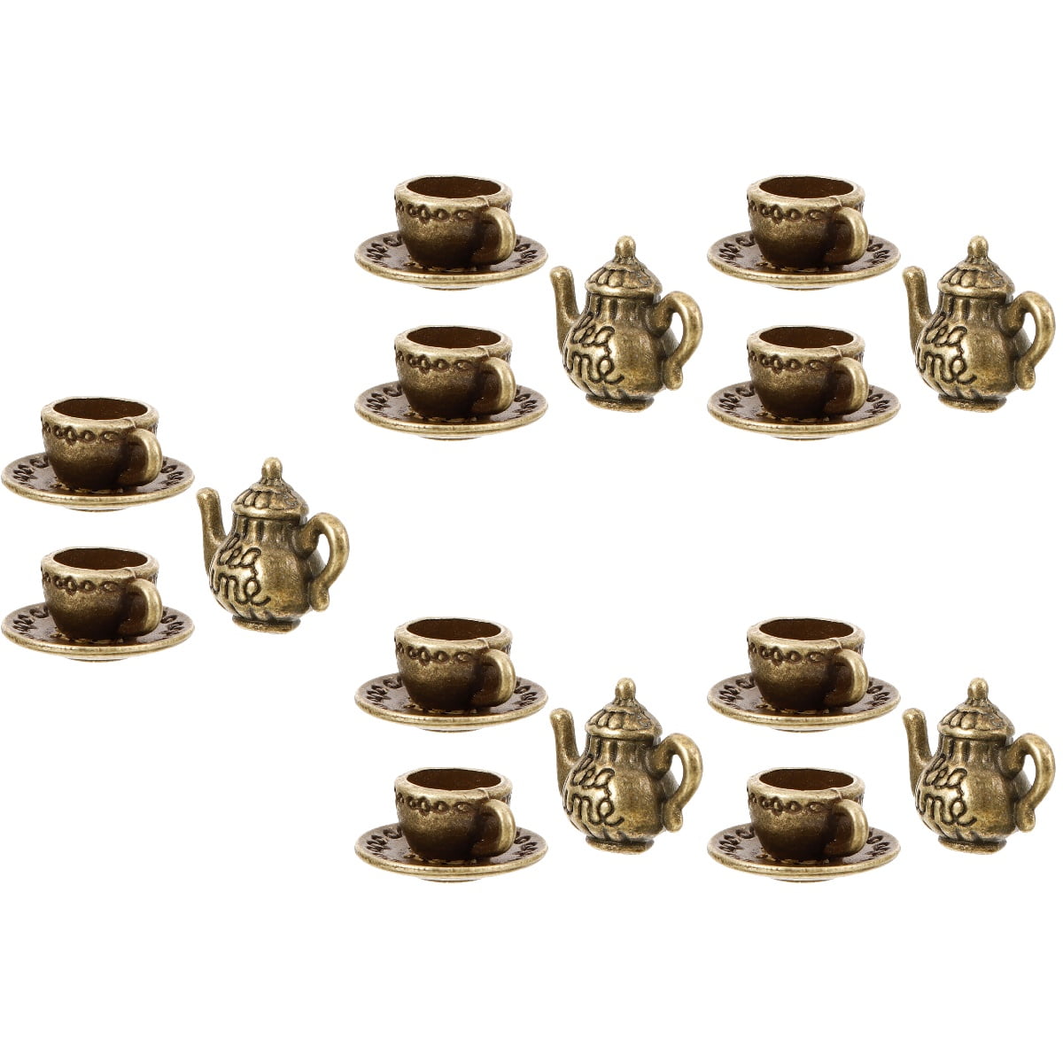 FRCOLOR 5 Sets Miniature Tea Set Dolls House Mini Tea Pot Tiny Metal ...