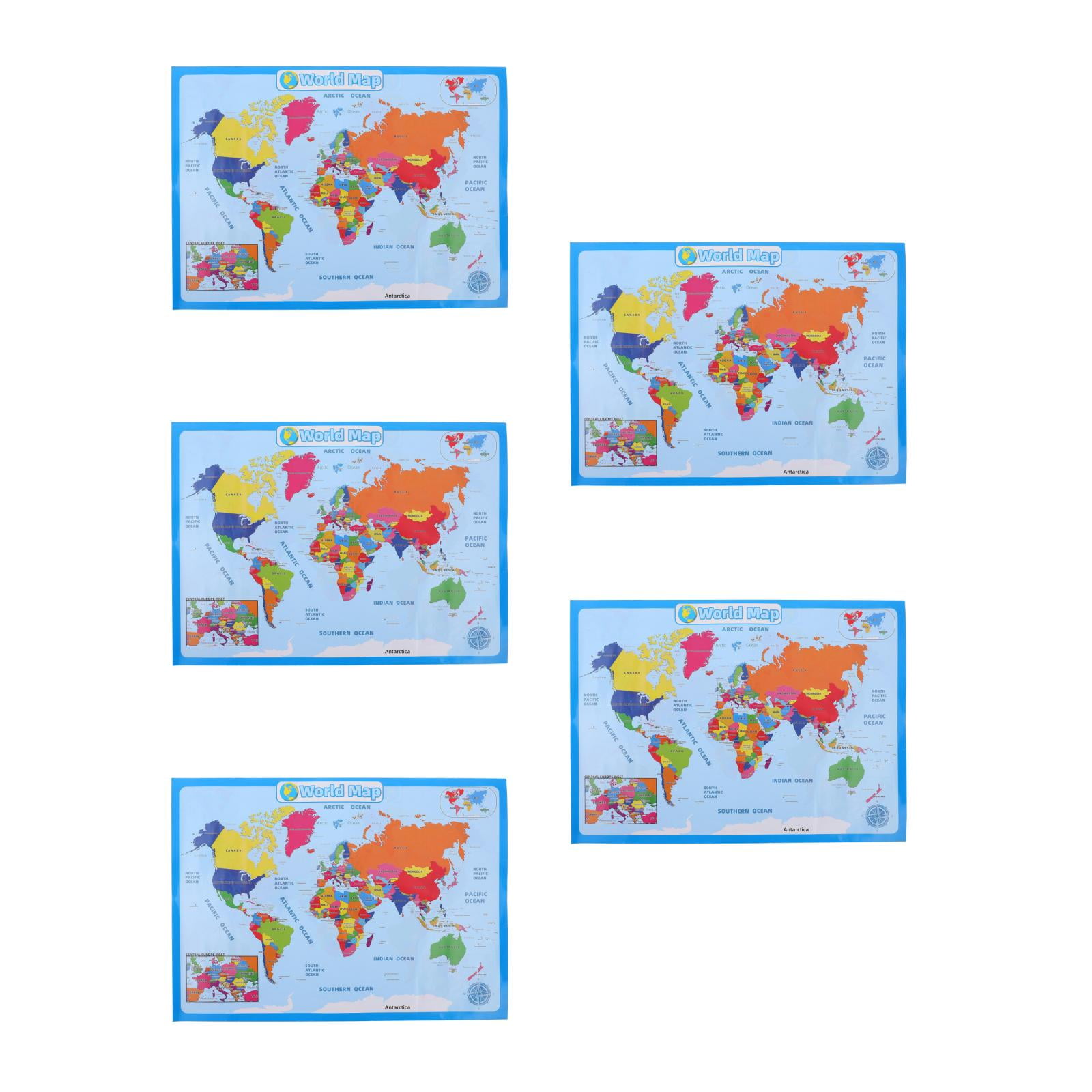 FRCOLOR 5 Sheets of Interesting World Map Poster Wear-resistant ...