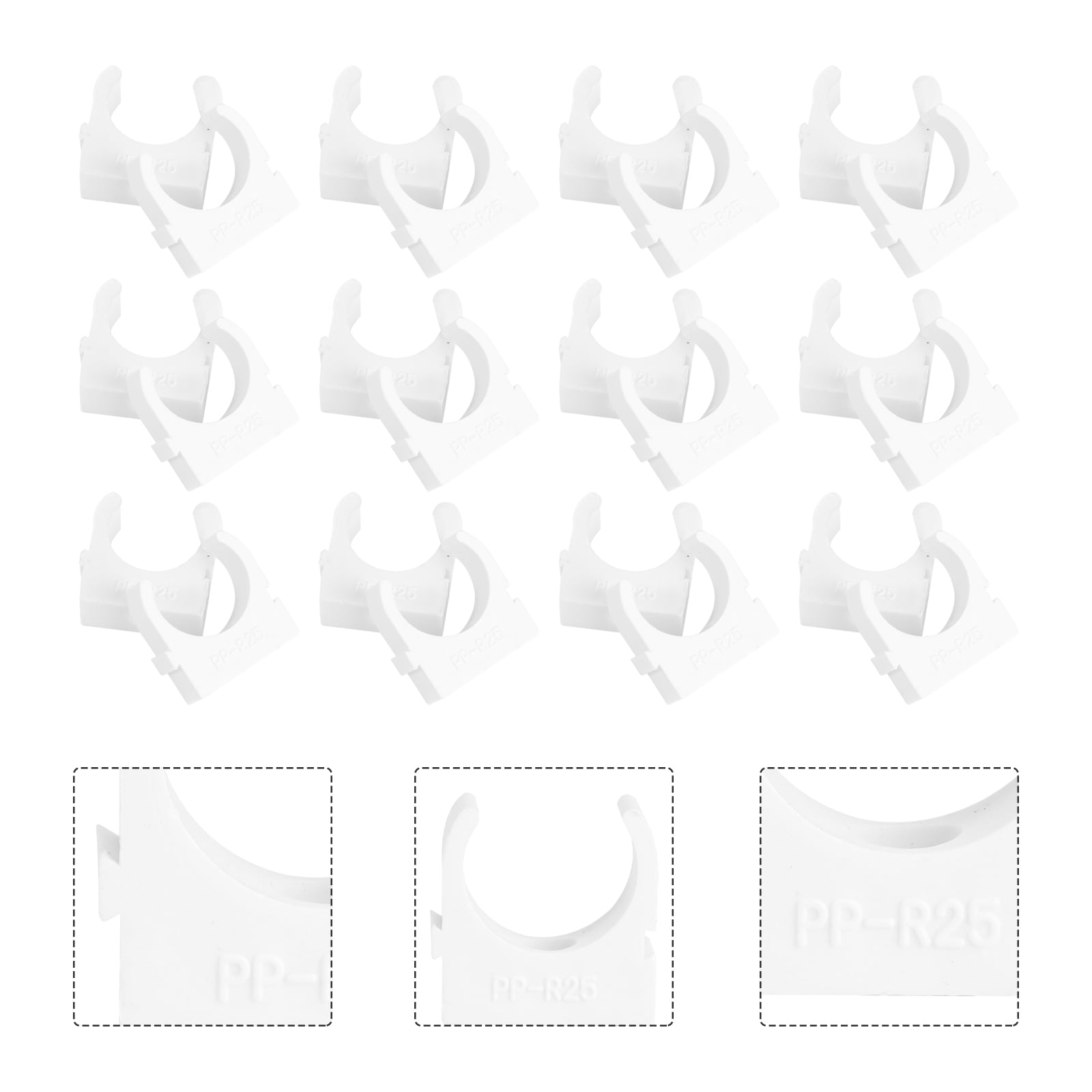 FRCOLOR 50 Pcs Mount Pipe Supports Fixed U-shaped Clamp White Color ...