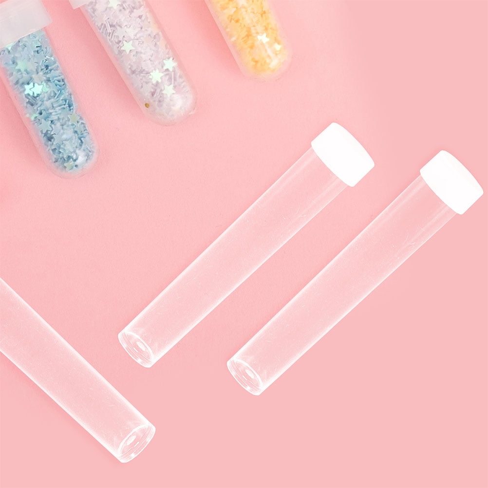 FRCOLOR 50pcs Clear Plastic Tubes with Caps for Craft and Glitter ...