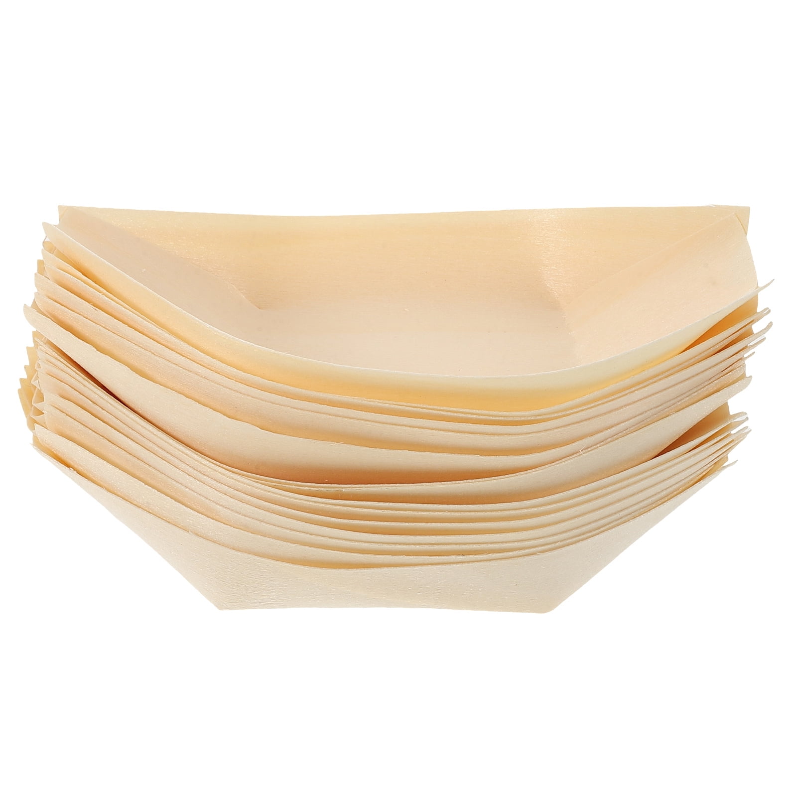 FRCOLOR 50pcs Kraft Paper Food Trays Paper Food Boat Disposable Serving ...