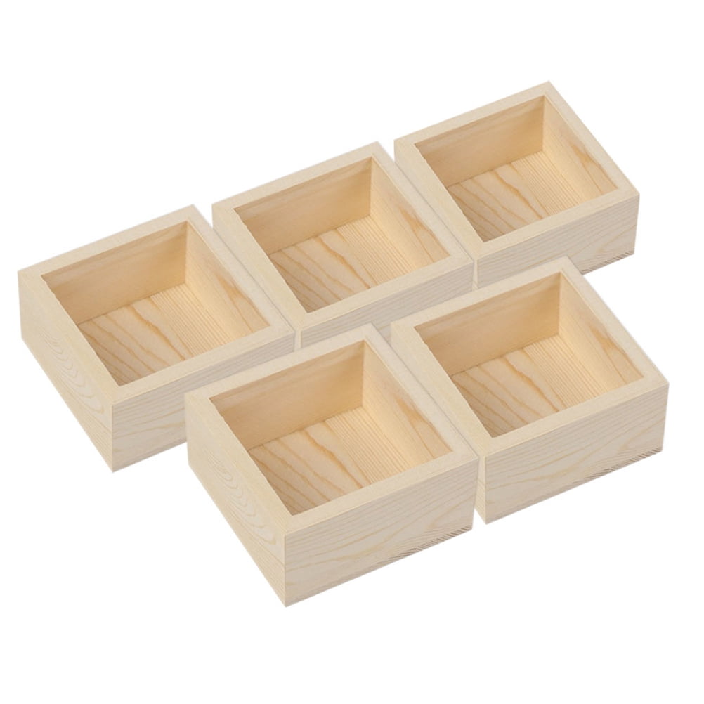 FRCOLOR 5PCS Unfinished Wood Boxes DIY Multi-Functional Plant Storage ...