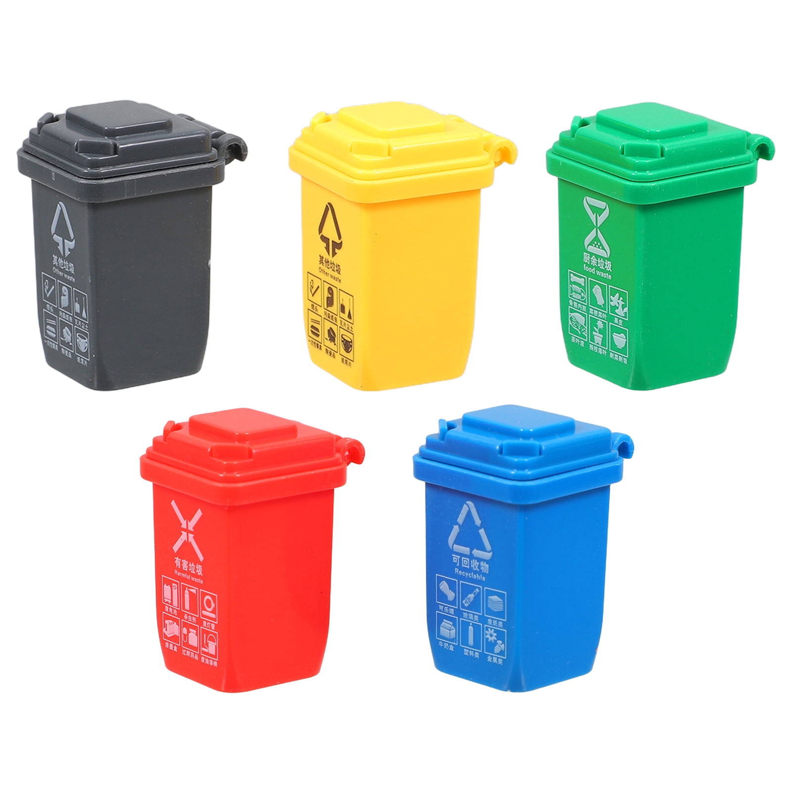 FRCOLOR 5pcs Mini Trash Can Toy Dollhouse Waste Basket Garbage Bin Mini ...
