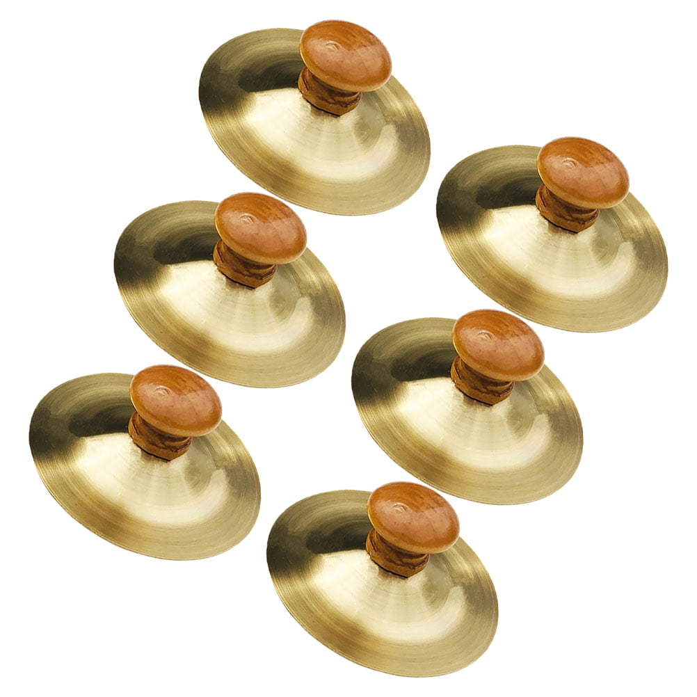 FRCOLOR 6 Pcs Finger Cymbals With Wooden Handles Mini Belly Dancing ...