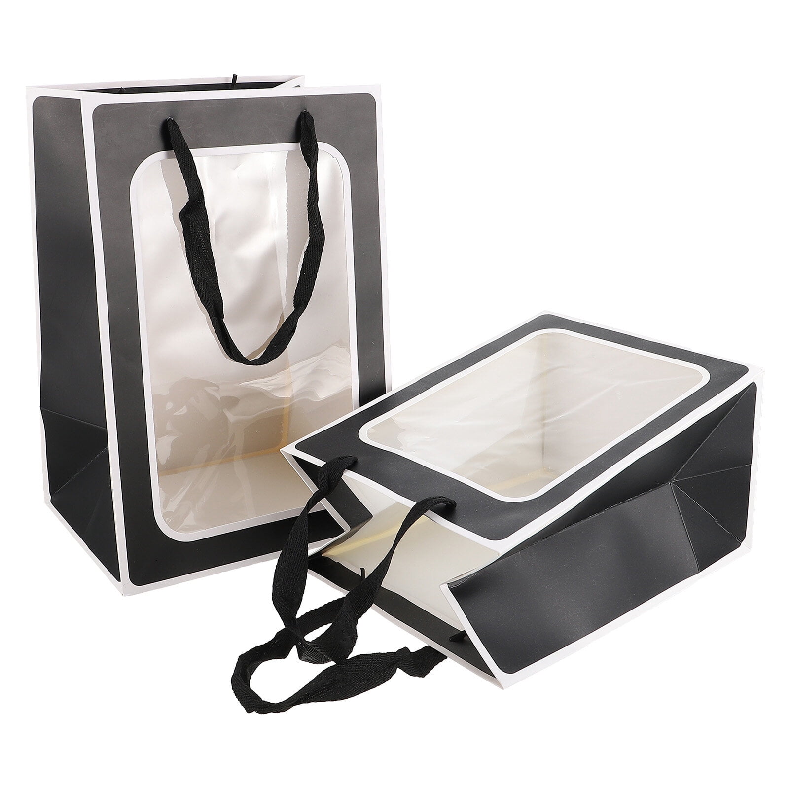 FRCOLOR 6 Pcs Gift Wrapping Bag Packing Handles Bags Transparent Black ...