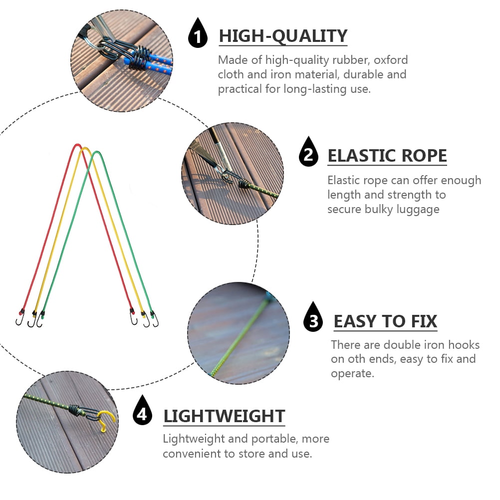 FRCOLOR 6 Pcs Hook Tent Rope Luggage Rope Personal Use Bungee Cords ...