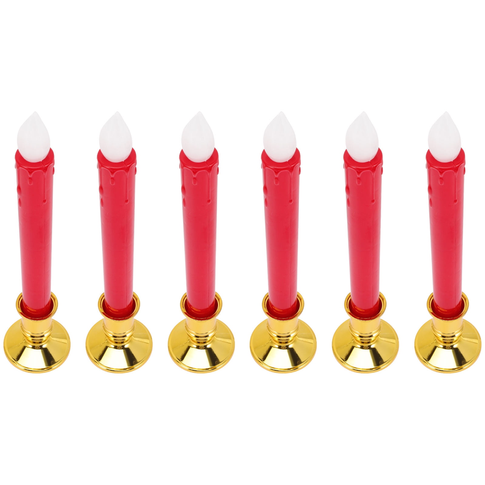 FRCOLOR Red Flameless Taper Candles with Gentle LED Light for Decor Use ...