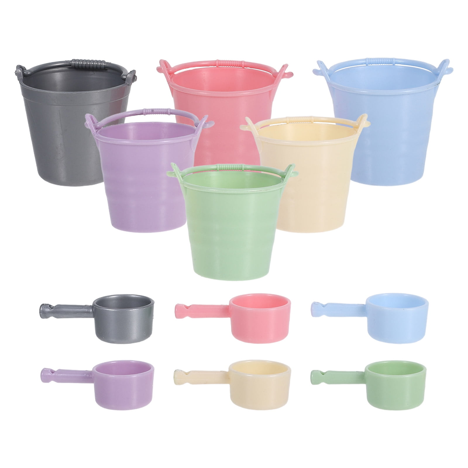 FRCOLOR 6 Sets Miniature Buckets With Ladles Model Dollhouse Buckets ...