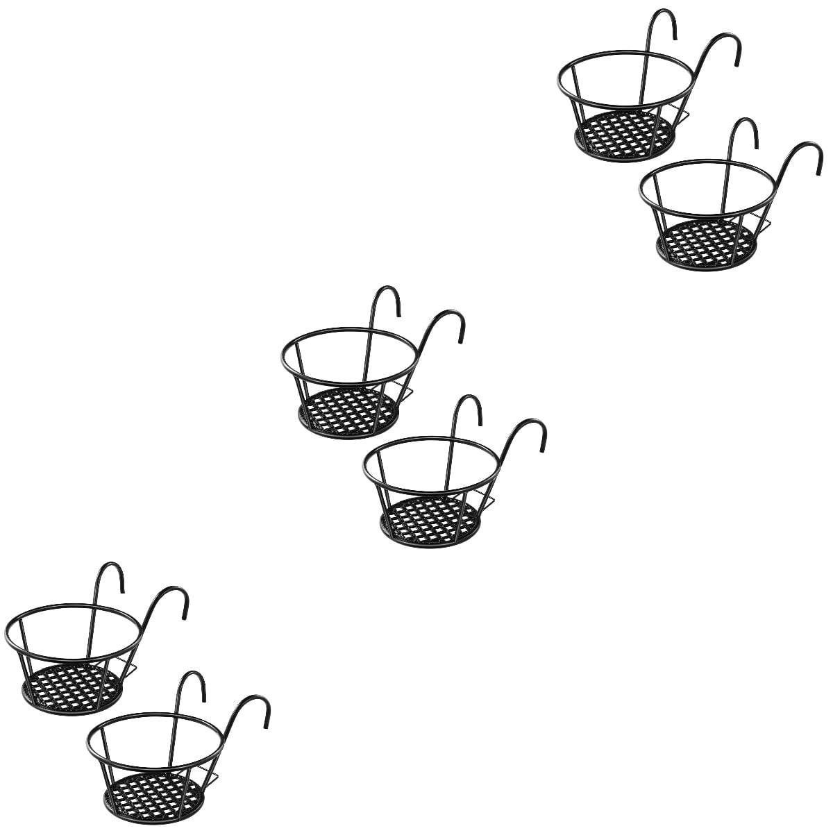 FRCOLOR 6 pcs Hanging Baskets Flower Pot Holder Over The Rail Metal ...