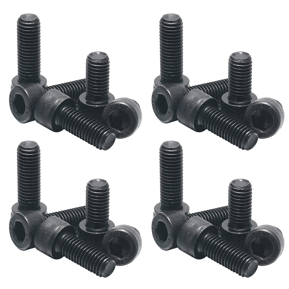 FRCOLOR 60 Pcs Hexagonal Screw Screws and Wall Plugs Grub Thread Black ...