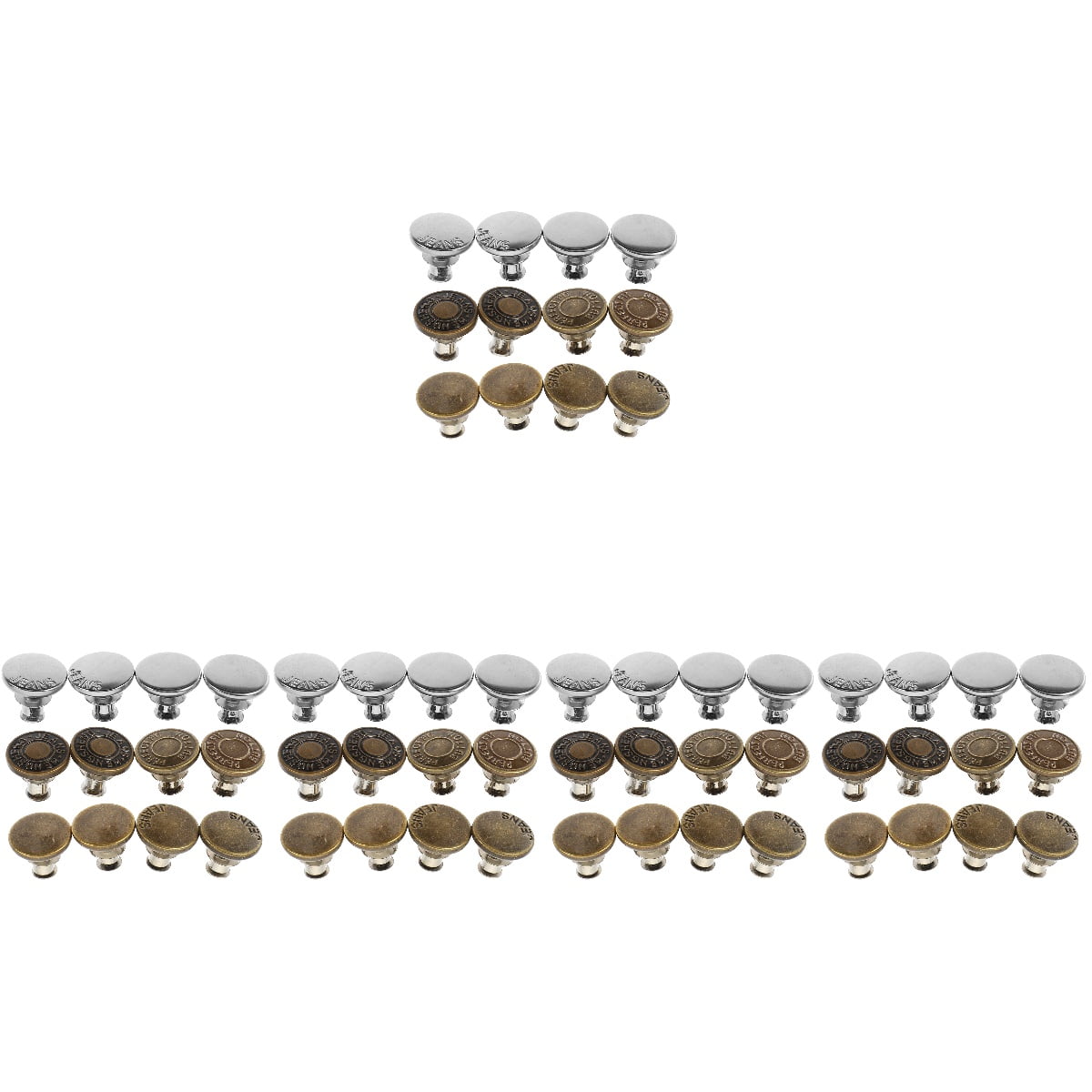 FRCOLOR 60 Pcs No Sew Instant Jean Button Pin Reusable Metal Pants ...