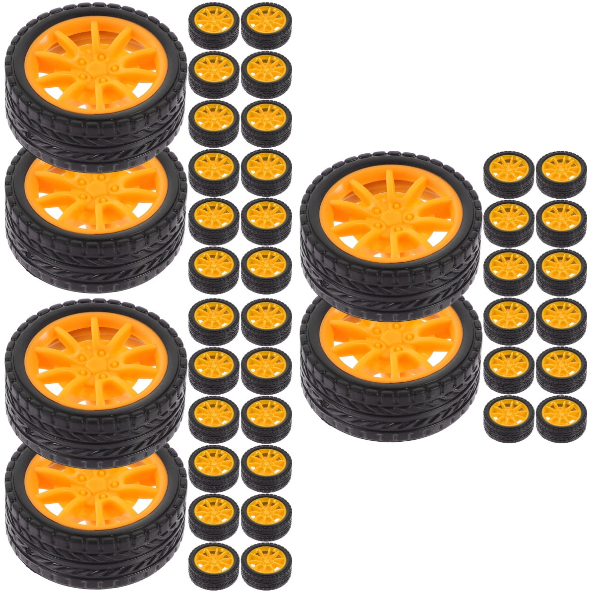 FRCOLOR 60 pcs Toy Car Wheels Rubber Wheels Car Model Wheels Toy Car ...