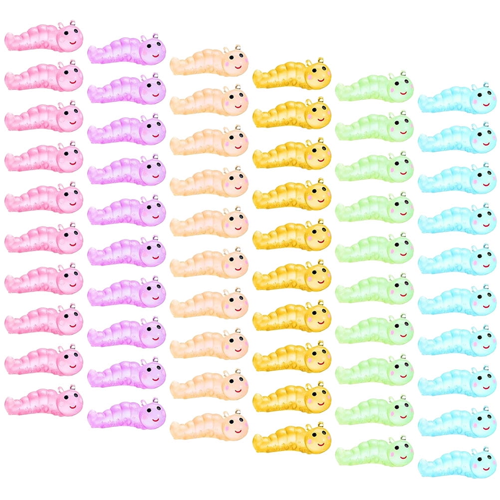 FRCOLOR 60pcs Luminous Mini Caterpillar Figurine Resin Microlandscape ...