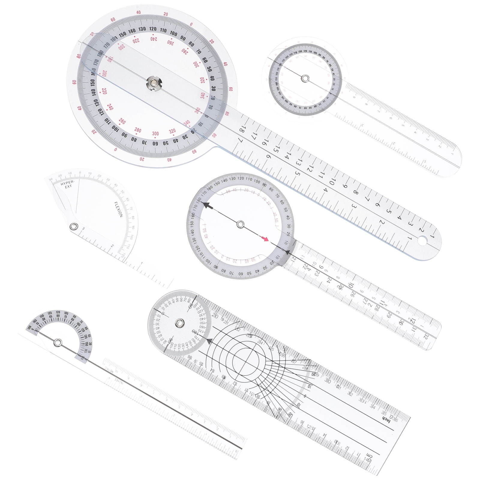 FRCOLOR 6PCS Goniometer 12 Inch 8 Inch 6 Inch Goniometer 360 Degree ...