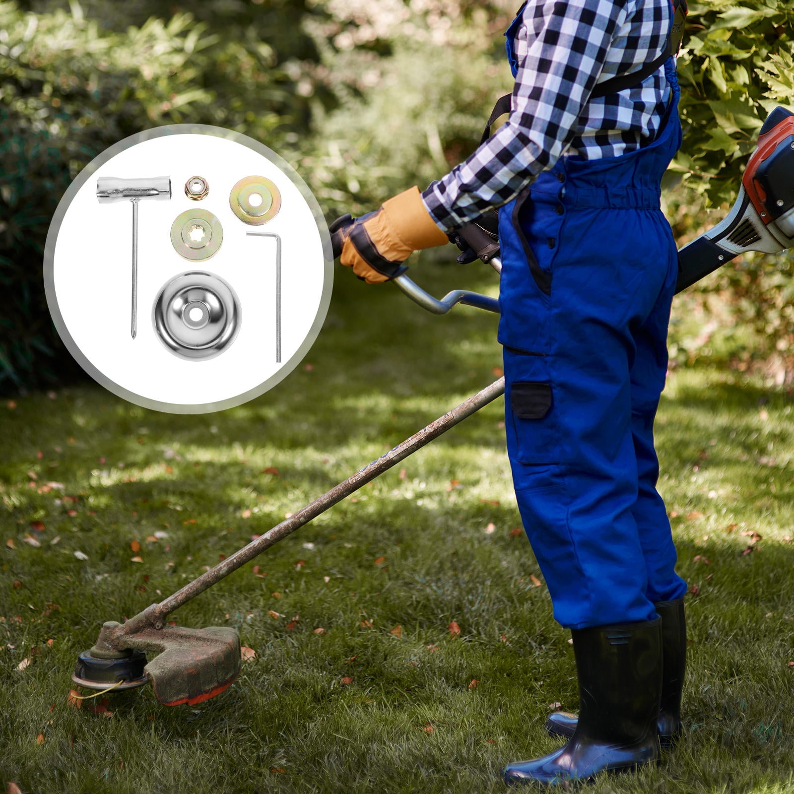 FRCOLOR 6pcs Comprehensive Lawn Mower Accessories Kit With Blade Adapter Attachment String ...