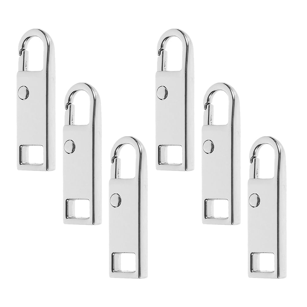 FRCOLOR 6pcs Metal Zipper Pull Tab Replacement Silver Zipper Handle ...