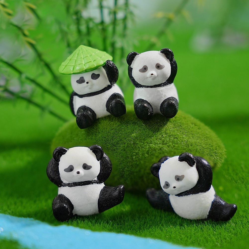 FRCOLOR 6pcs Panda Cake Topper Miniature Animals Statue Cute Panda ...