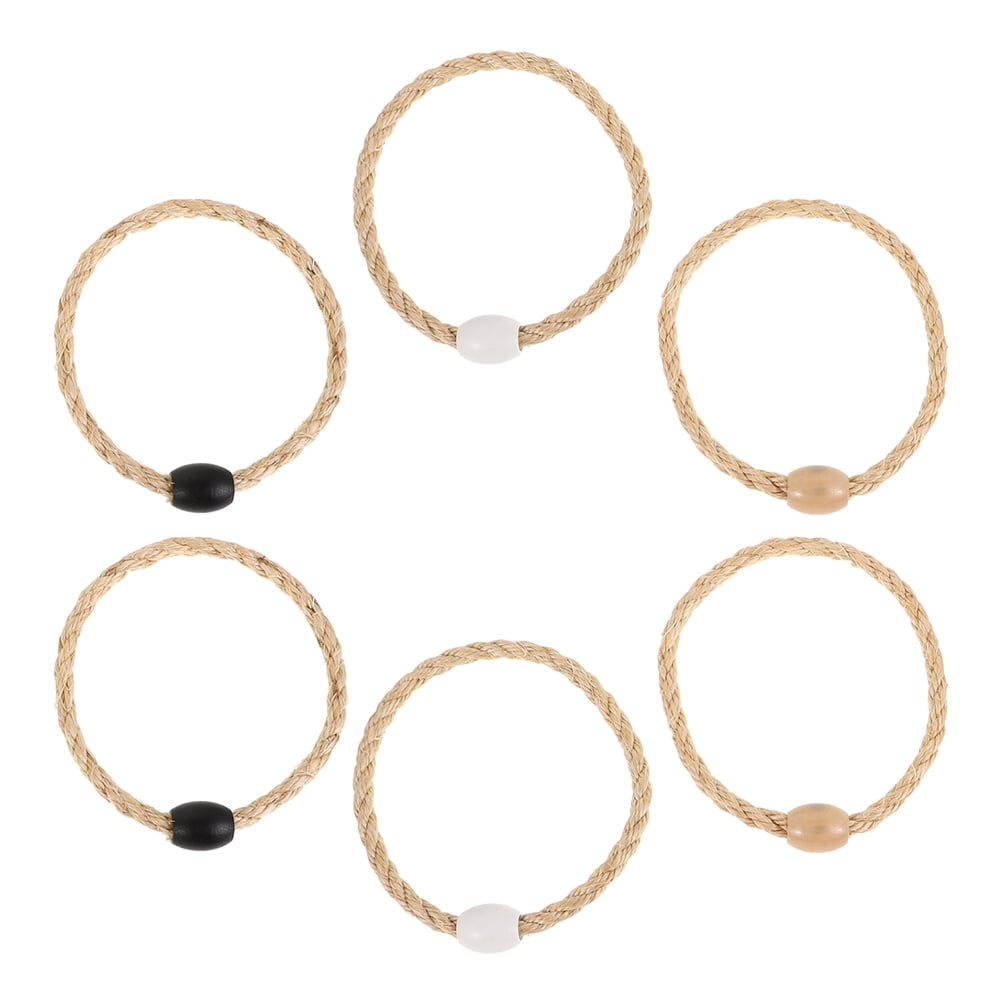 FRCOLOR Outdoor Rope Ring Toss Game Set for Kids and Adults Wood Jute ...