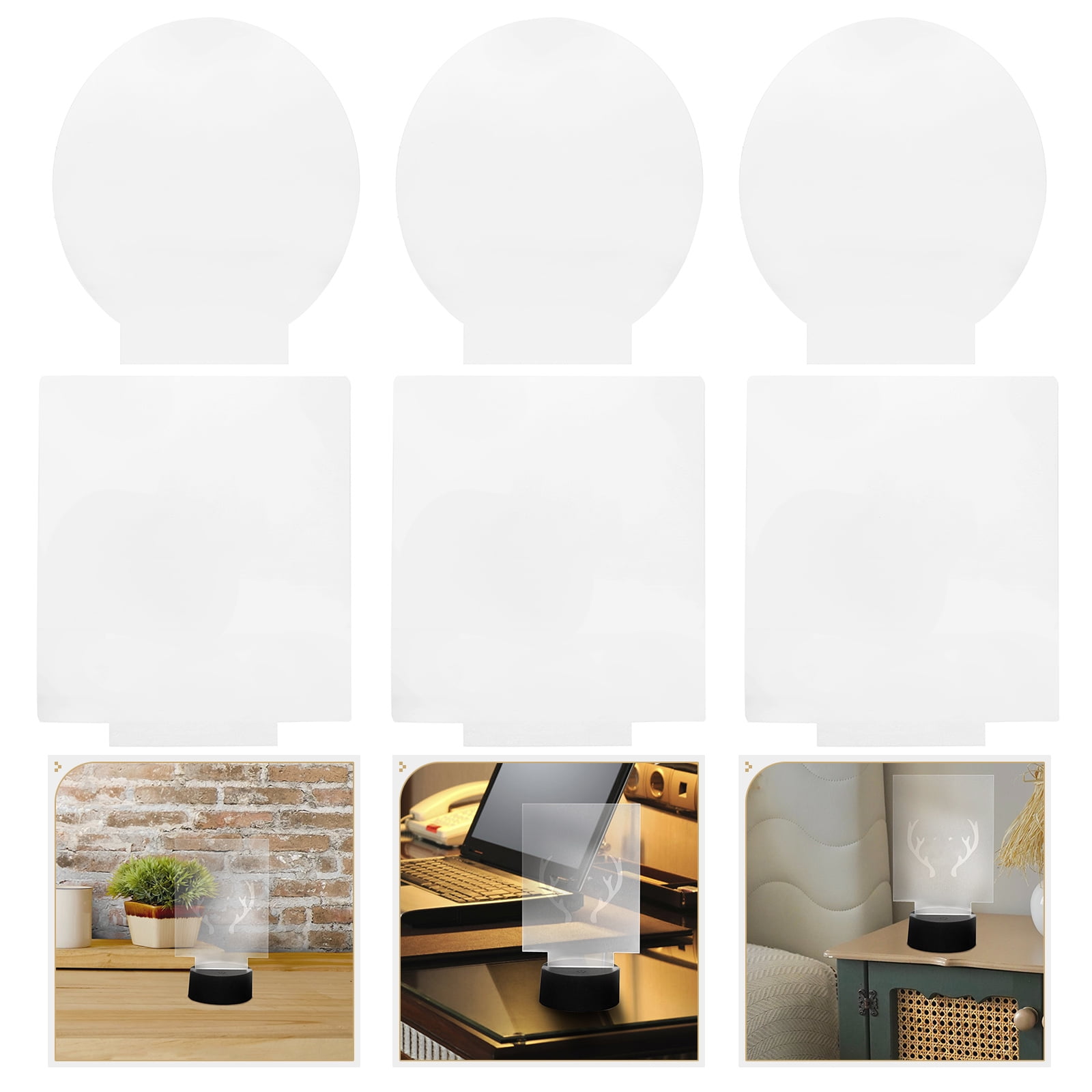 FRCOLOR 6pcs Round Acrylic Light Board Square Transparent Light Board ...