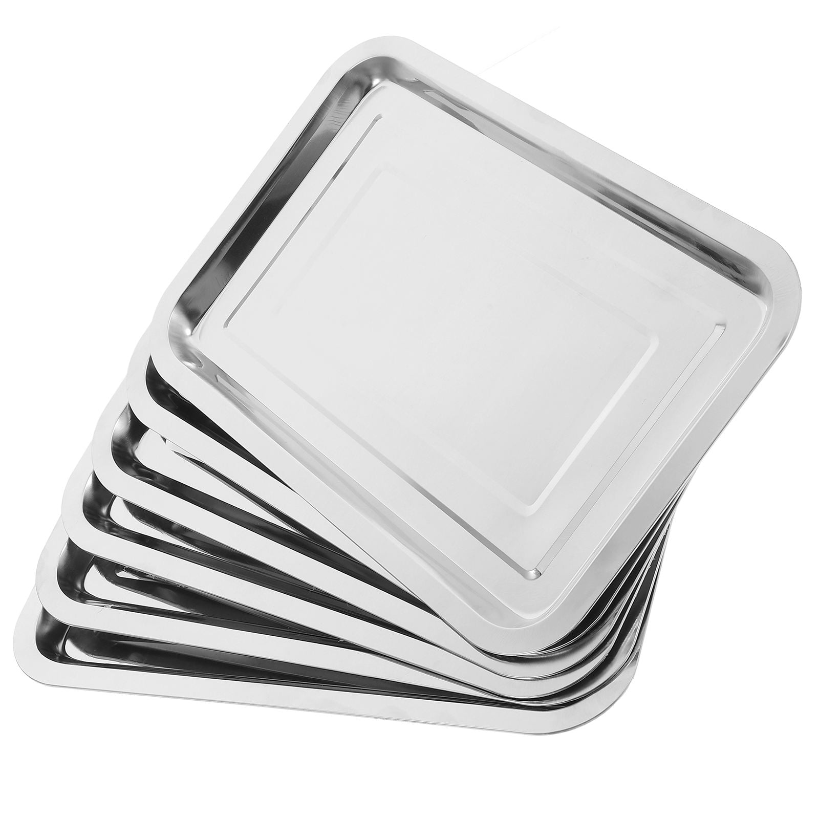 FRCOLOR 6pcs Stainless Steel Square Plate Heavy Duty Baking Pan For ...