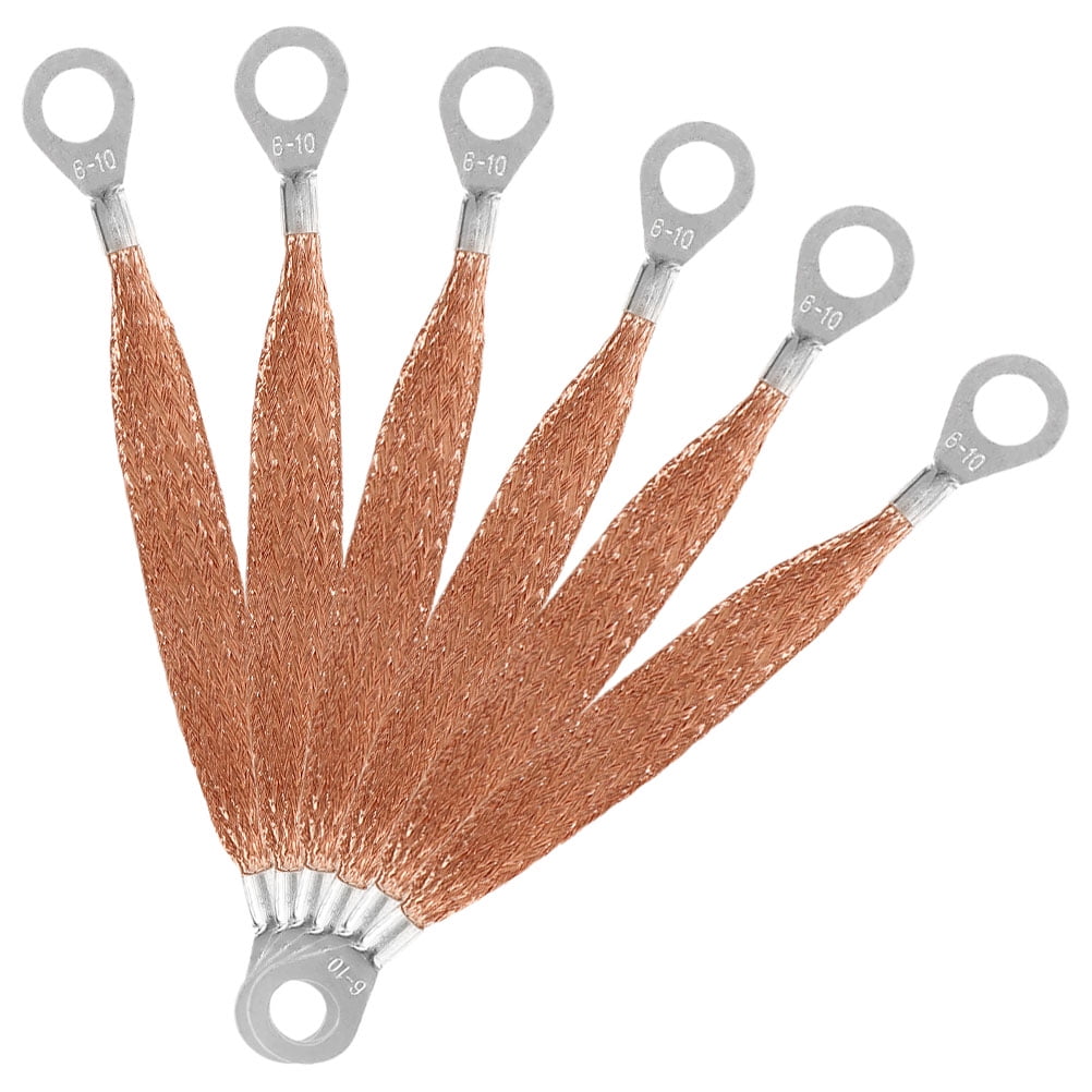 FRCOLOR 6pcs Universal Automotive Ground Strap Copper Vehicle Grounding ...