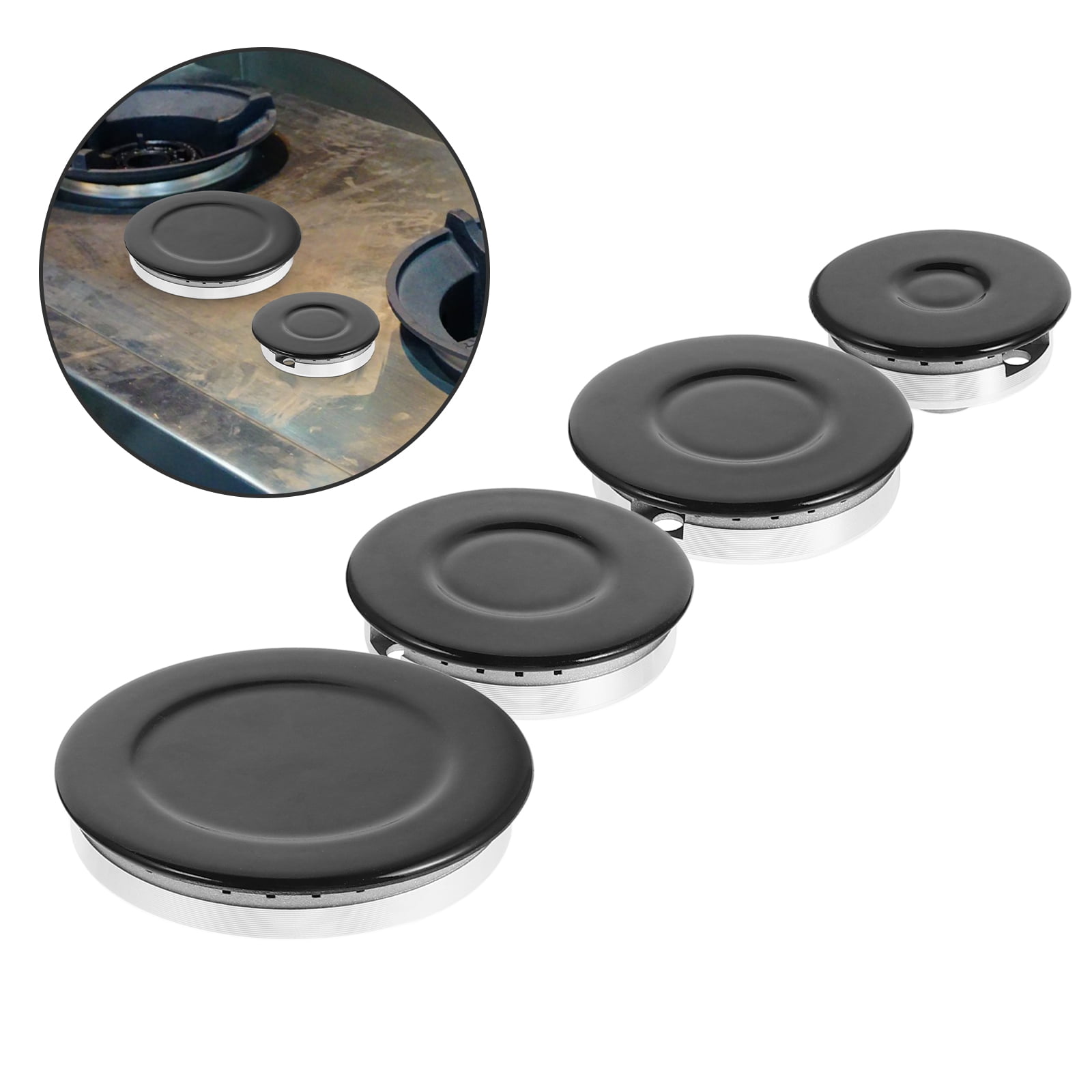 FRCOLOR 7.5X7.5X3.5In Leak Protection Black Gas Stove Burner Cover Set ...