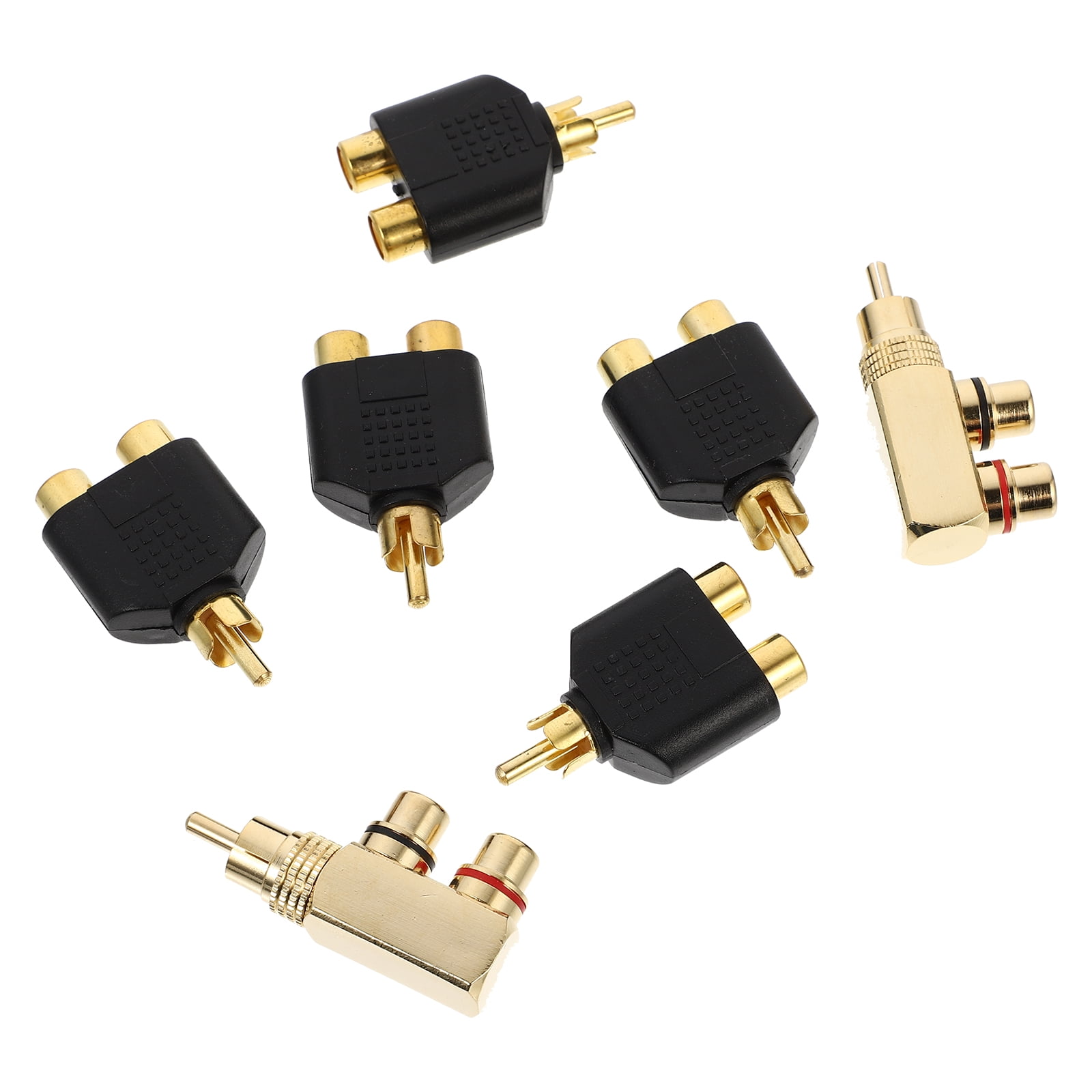 FRCOLOR 7 Pcs/set Splitter Connector 90 Degree Plug Speaker Adapter Amp ...