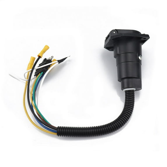 FRCOLOR 7 Pin Trailer Plug for Towing RV Travel Trailers Black Plastic ...
