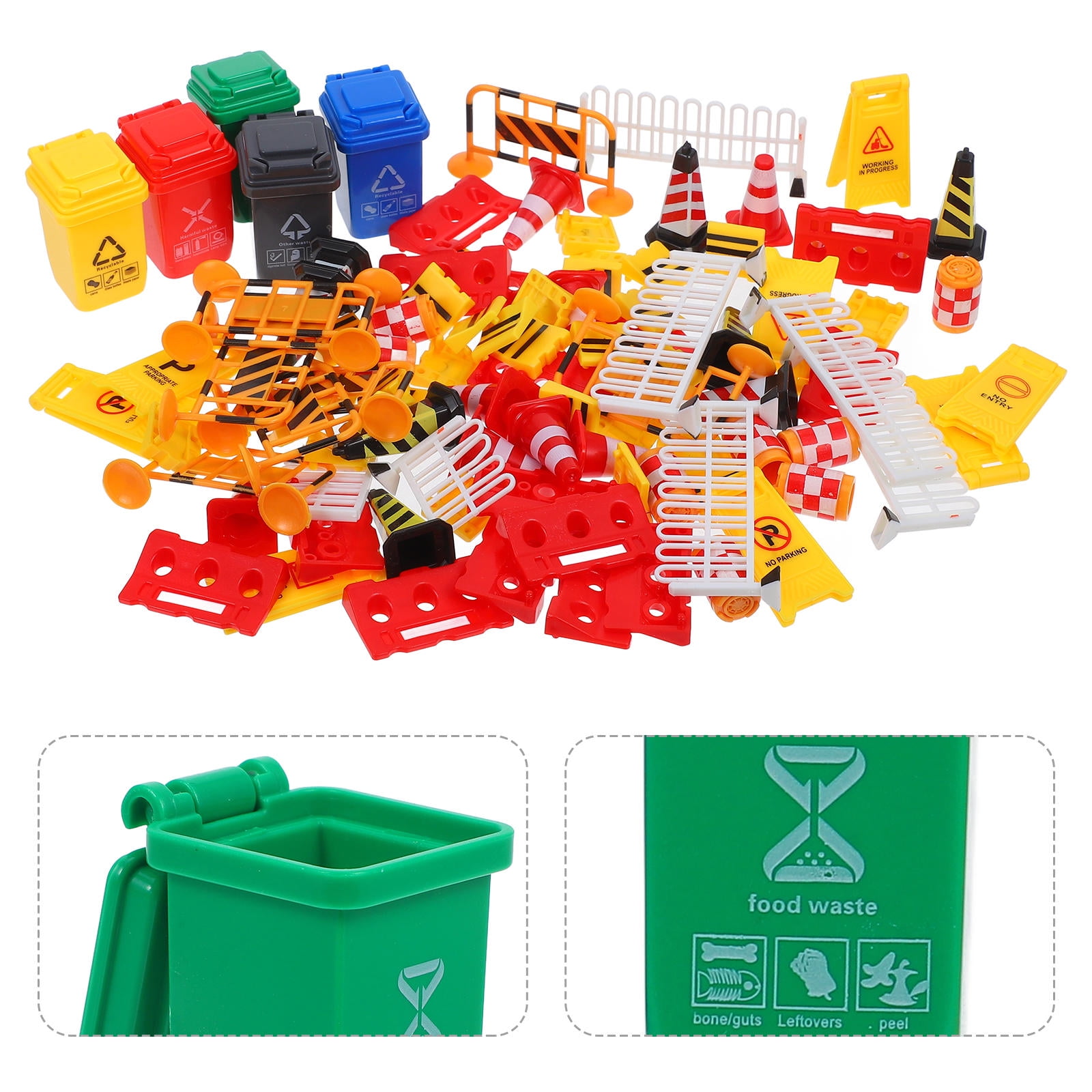 FRCOLOR 75pcs Play Traffic Signs Street Road Signs Playset Mini Traffic ...