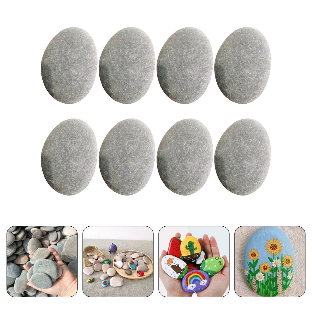 FRCOLOR 8 Pcs Crafts Making Painting Stones Pebble Flat Rocks Paintable ...