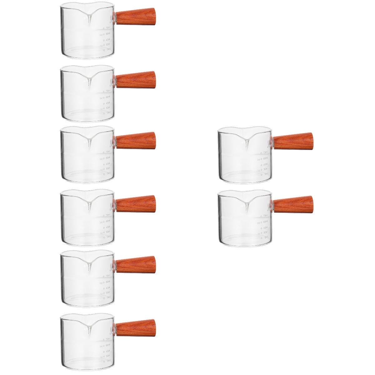FRCOLOR 8 pcs Espresso Shot Glass with Wood Handle 75ML Double Spouts ...