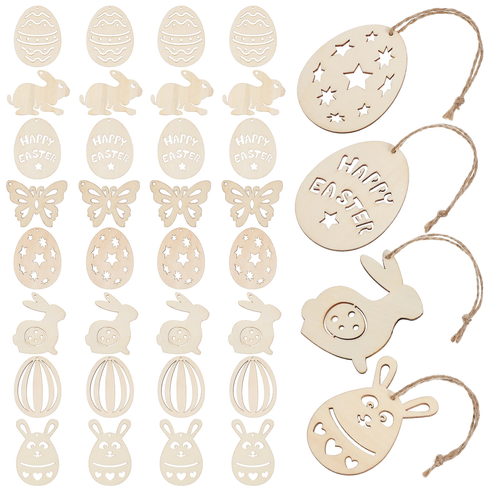 FRCOLOR 80 Pcs Unfinished Wood Cutouts for Crafting Ornaments to Paint ...