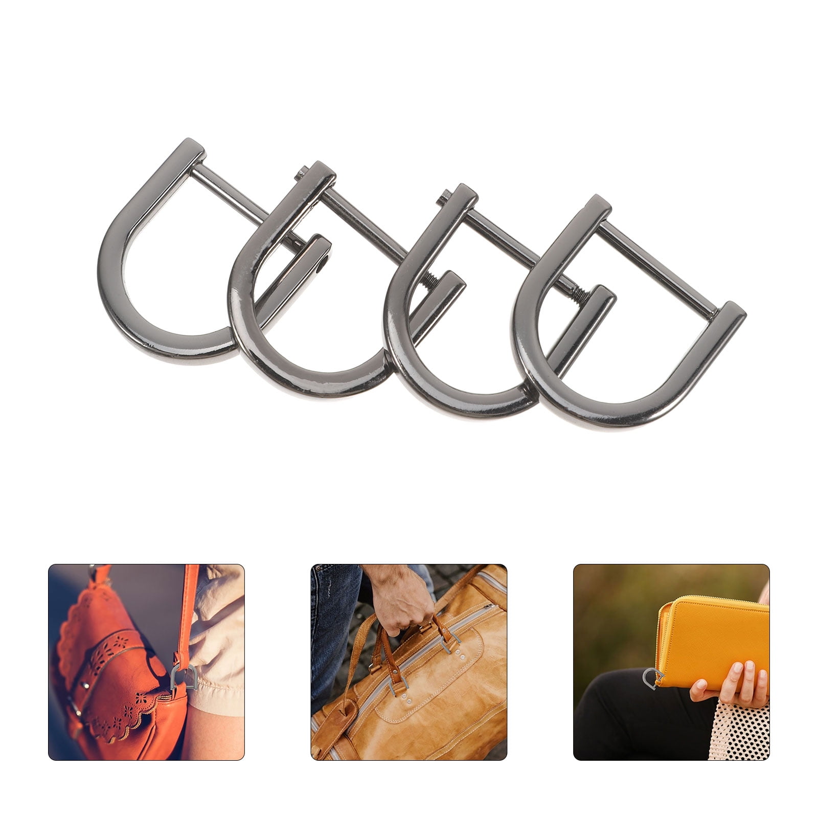 FRCOLOR 8Pcs Mini D Ring Metal Buckle Small D Shape Rings for Keychain ...