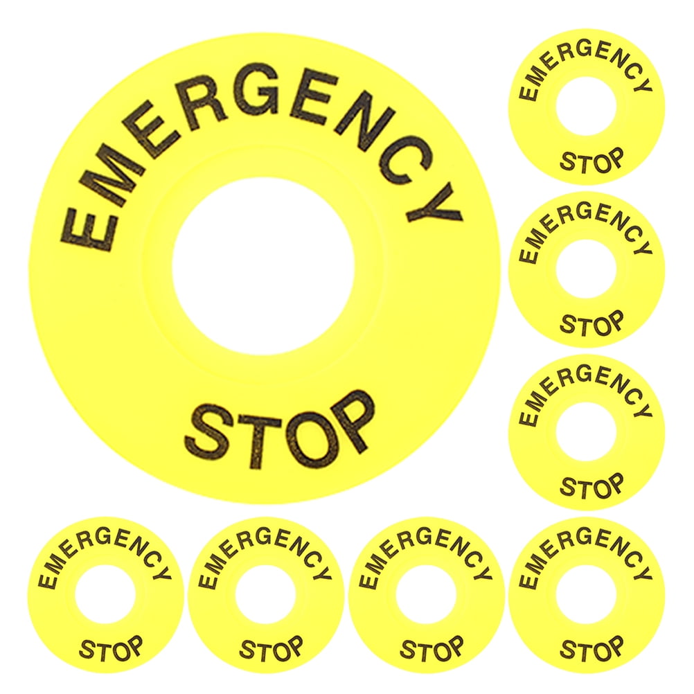 FRCOLOR 8pcs 22mm Yellow Emergency Stop Button Sign Emergency Stop ...
