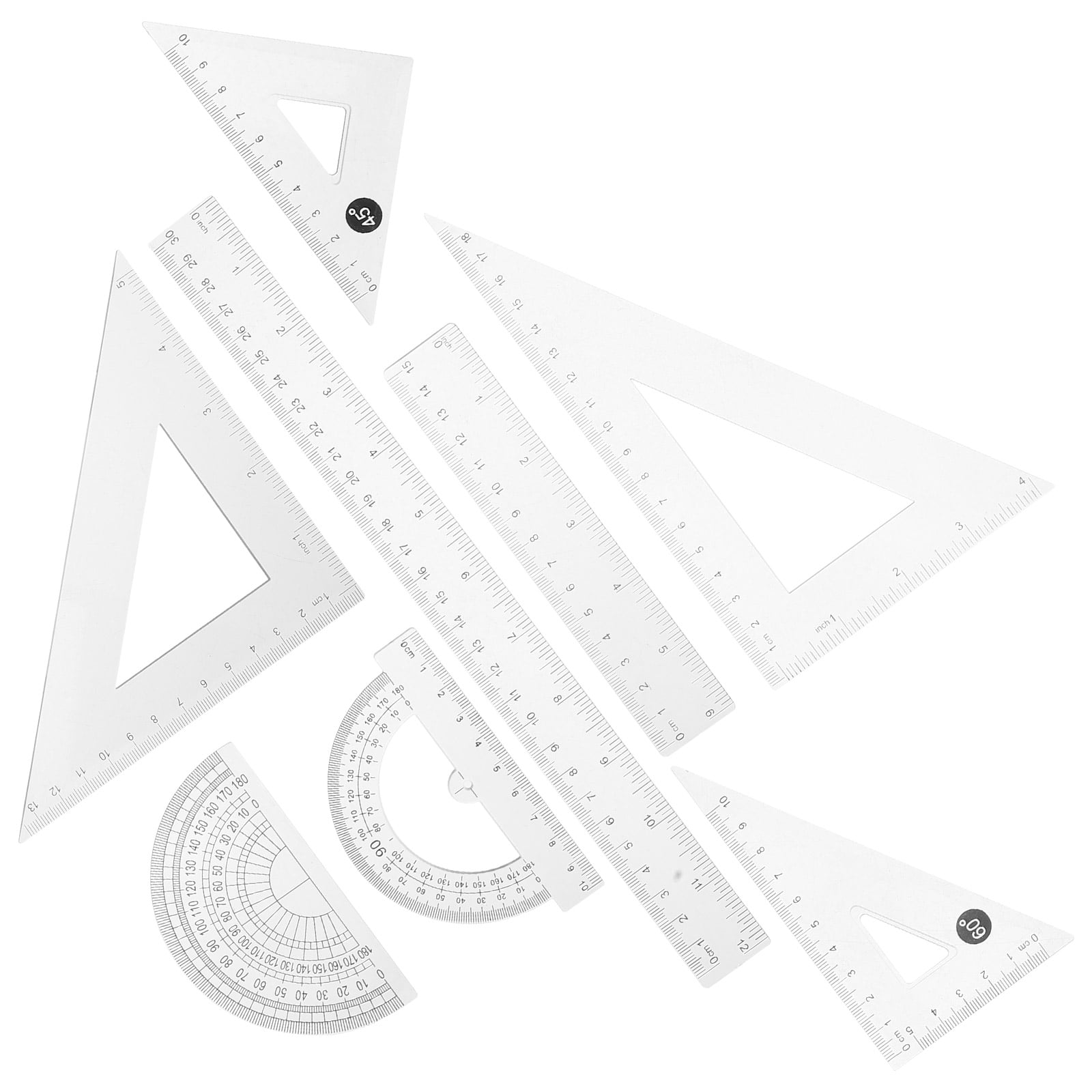 FRCOLOR 8pcs Clear Geometry Ruler Set Transparent Plastic Rulers For ...