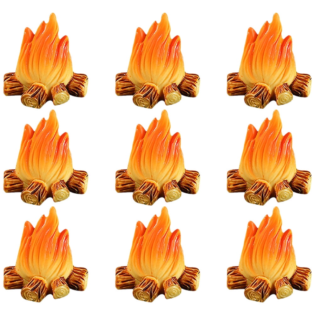 FRCOLOR 9 Pcs Miniature Fairy Garden Campfire Resin Campfire Model Fake Campfire For Fairy ...