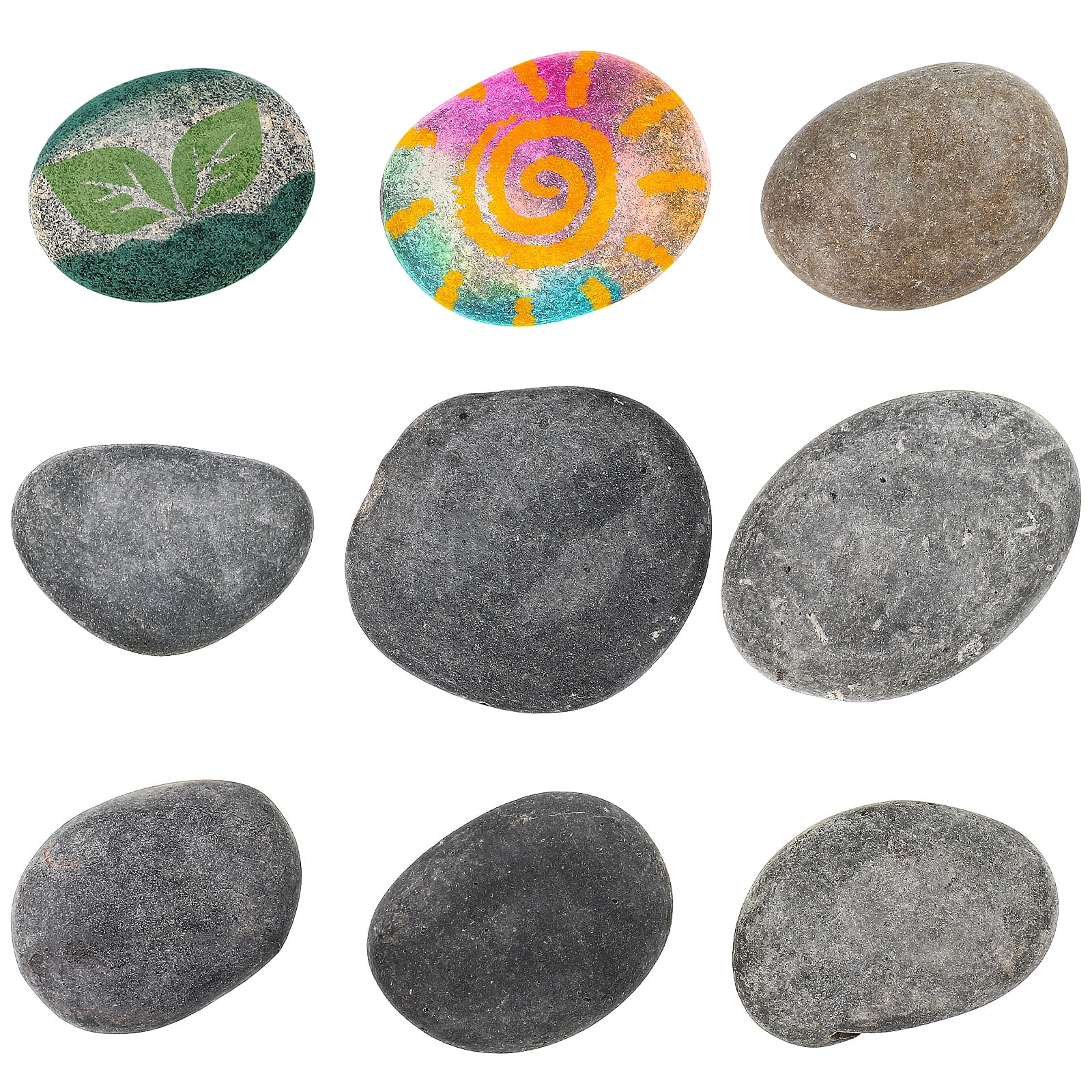 FRCOLOR 9 Pcs Stone Rock Hand Painted Pebbles Craft Projects with Flat ...