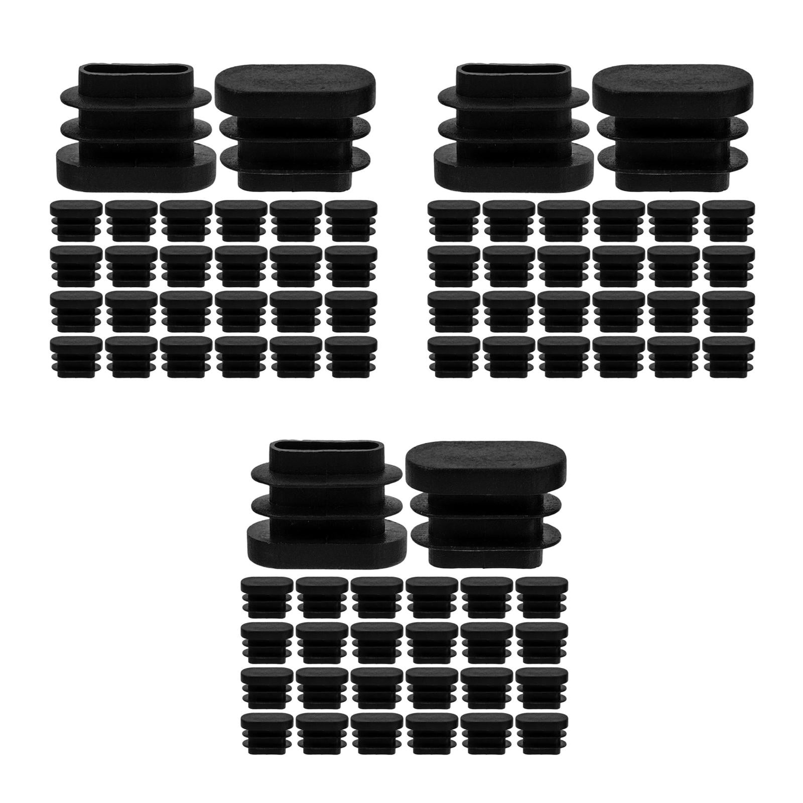 FRCOLOR 90 pcs Plastic Oval Shaped End Cup Tube Insert Black Chair Leg ...
