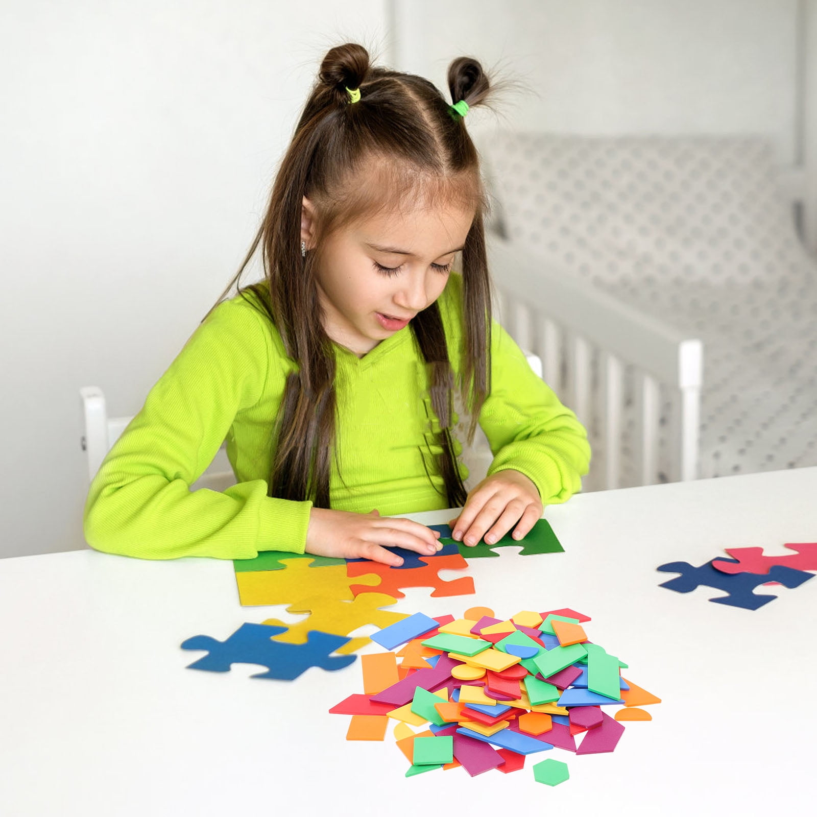 FRCOLOR 96pcs Shape Sorting Center Geometric Shapes Pattern Blocks Math ...