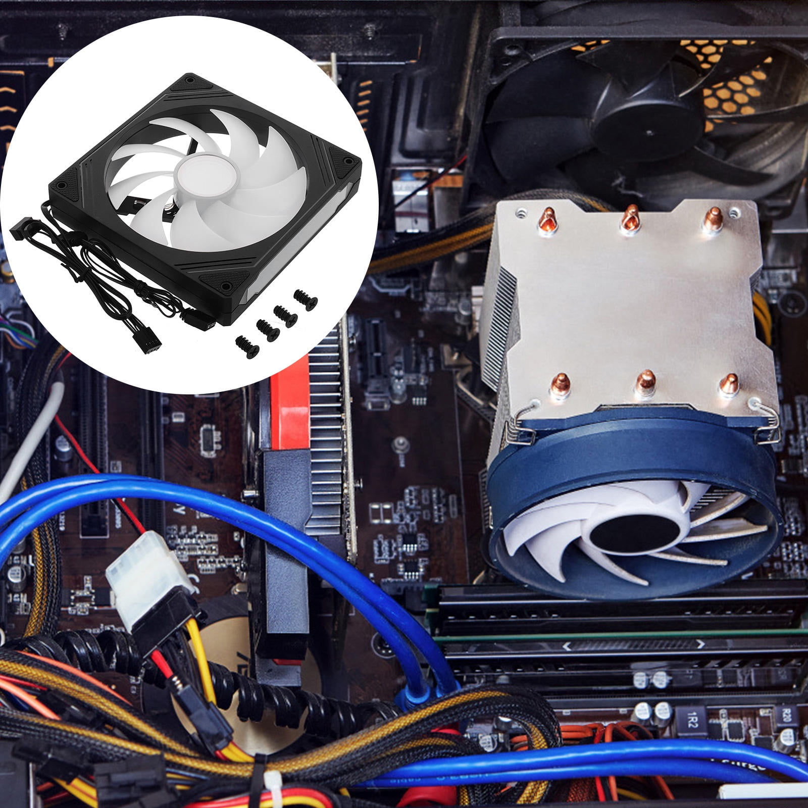 FRCOLOR ARGB Case Fan With Infinity Mirror Desktop Cooling Operation Fan Vibrant Lighting ...