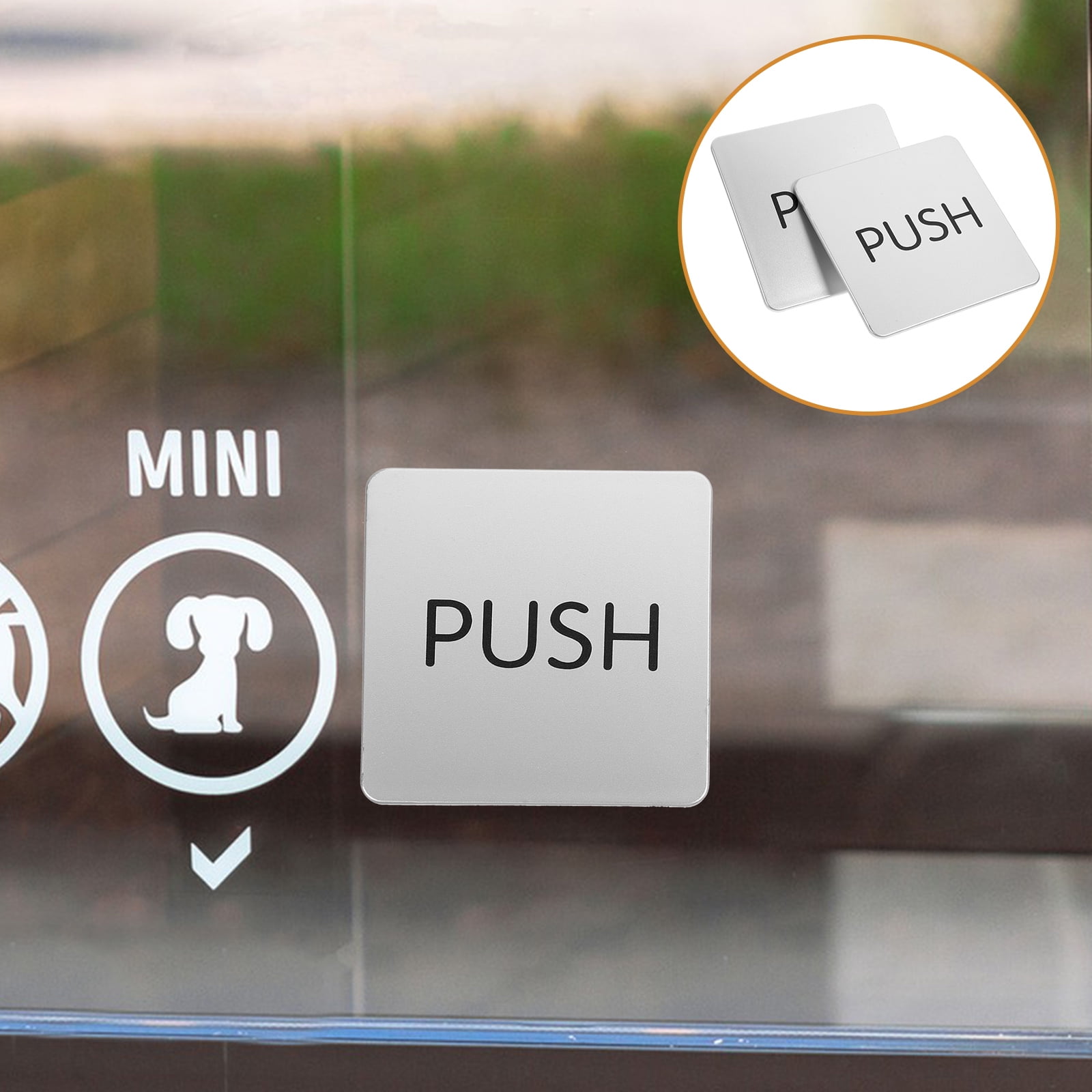 FRCOLOR Acrylic Push and Pull Door Sign for Office Use Silver Color ...