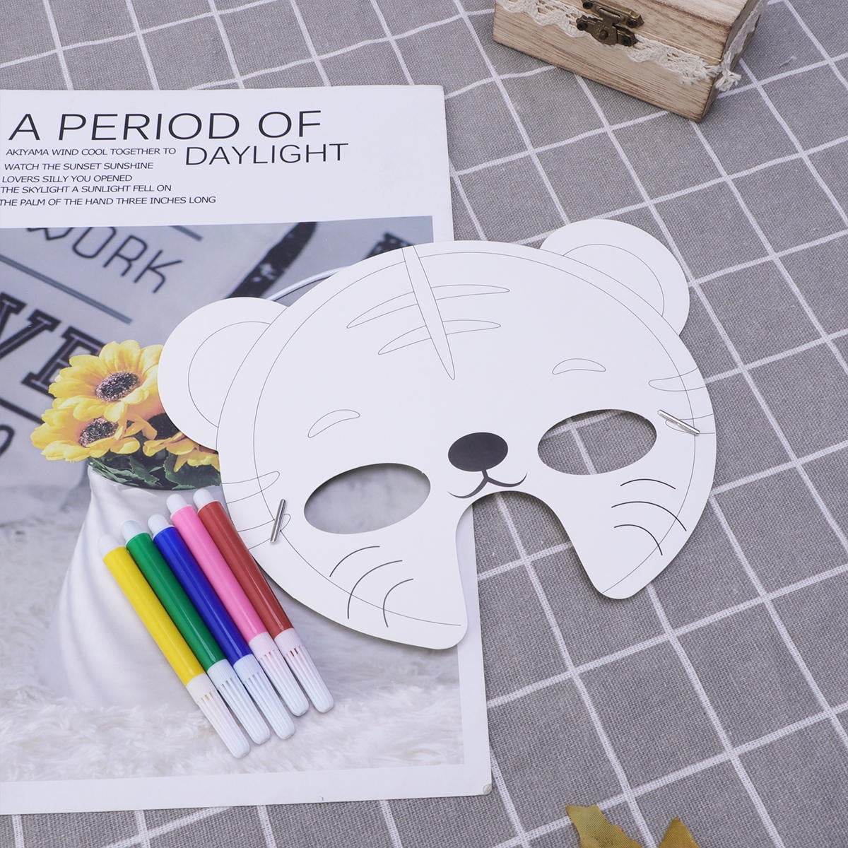 FRCOLOR Animal Shape Blank Paper Mask for Art Activity Playtime 15Pcs ...
